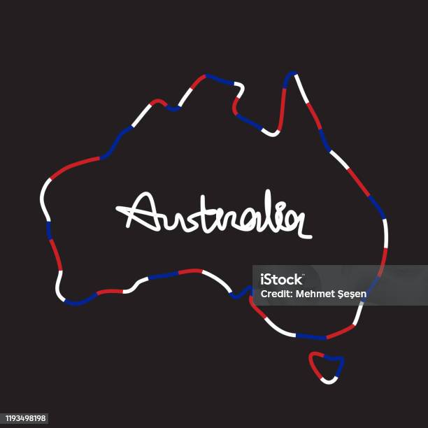 Australie Contour De La Carte Avec Des Lignes Dans Les Couleurs
