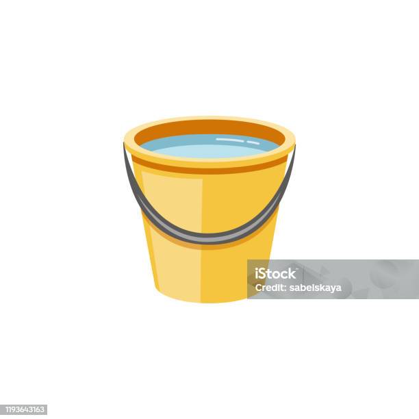 Le Seau En Plastique Jaune Avec Licône Plate Dillustration De Dessin