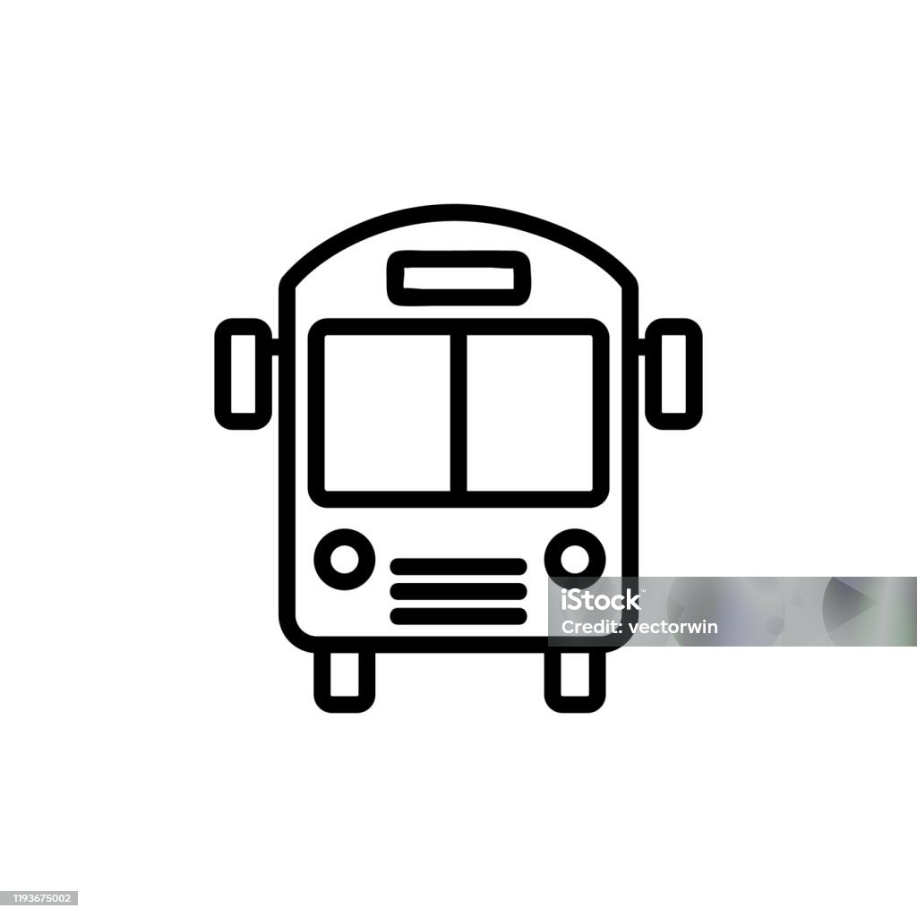 Vektor Ikon Bus Sekolah Ilustrasi Simbol Kontur Terisolasi Ilustrasi