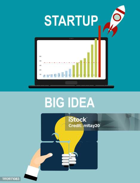 Konsep Ilustrasi Desain Datar Untuk Ide Besar Pemasaran Brainstorming