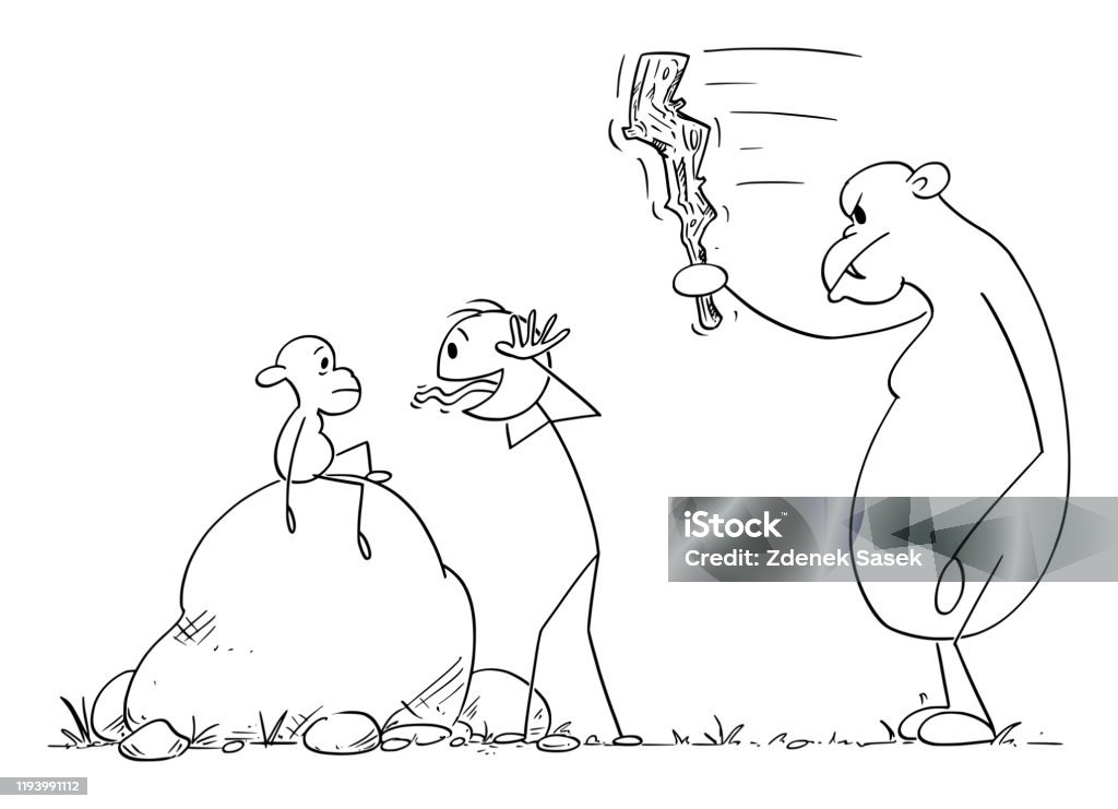 Vektorcartoonillustration Des Menschen Oder Tourist Badgering Kleine ... Vektorcartoonillustration Des Menschen Oder Tourist Badgering Kleine ...