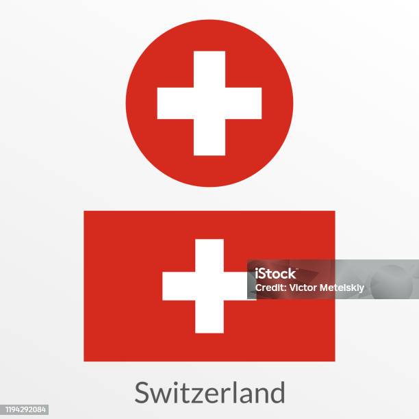 Set Bendera Swiss Simbol Nasional Swiss Ilustrasi Vektor Ilustrasi Stok