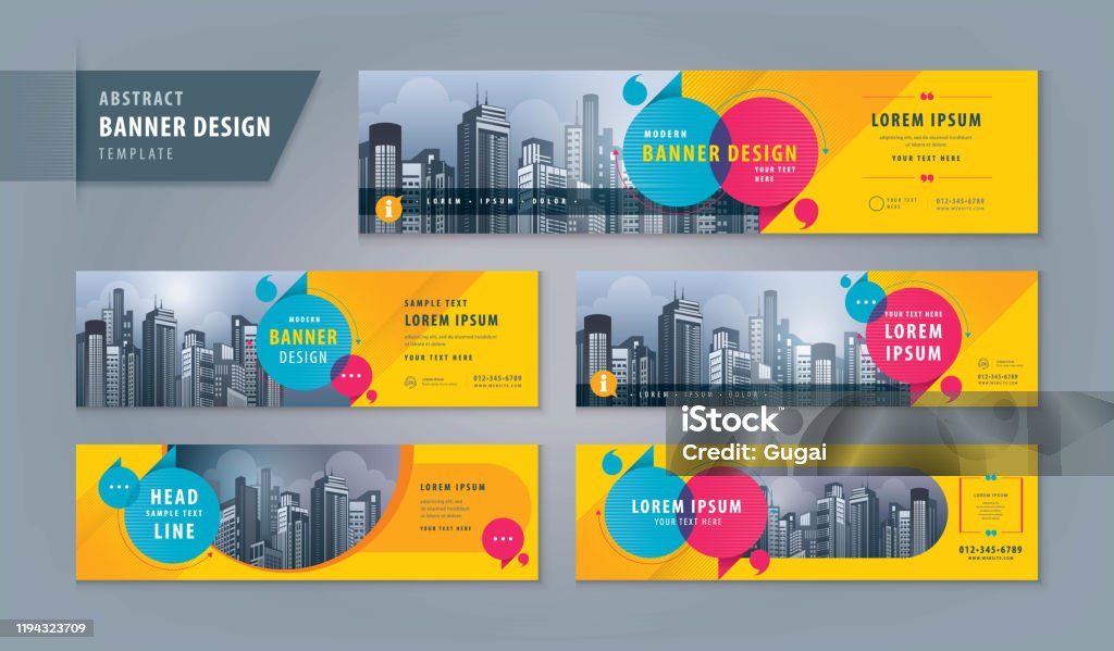 Desain Spanduk Abstrak Set Template Web Banner Web Header Horizontal