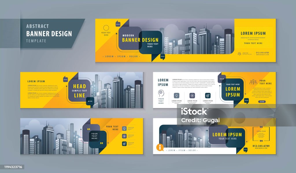 Desain Spanduk Abstrak Set Template Web Banner Web Header Horizontal