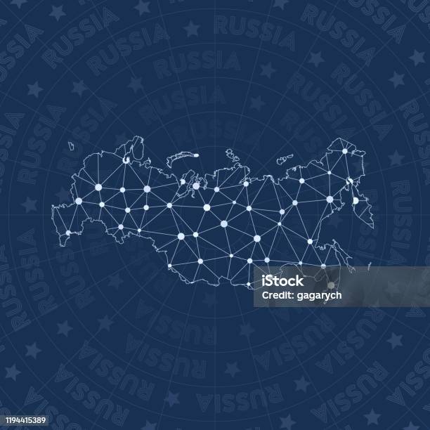 Réseau De Russie Carte De Pays De Modèle De Constellation Vecteurs