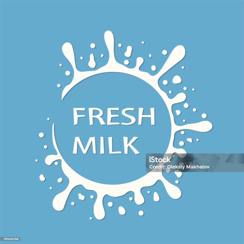 Lambang Susu Dan Label Susu Dengan Percikan Dan Blot Untuk Desain Noda