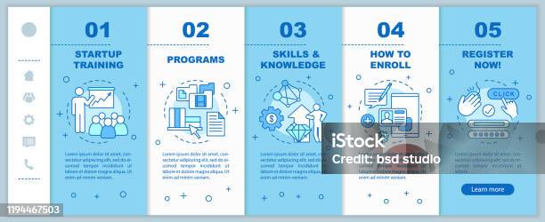 Startup Pendidikan Onboarding Halaman Web Seluler Vektor Template