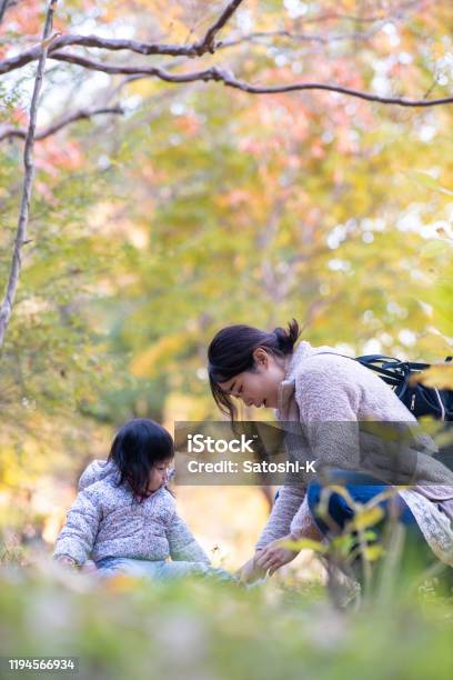 Ibu Muda Menaruh Sepatu Putrinya Di Taman Umum Foto Stok Unduh Gambar