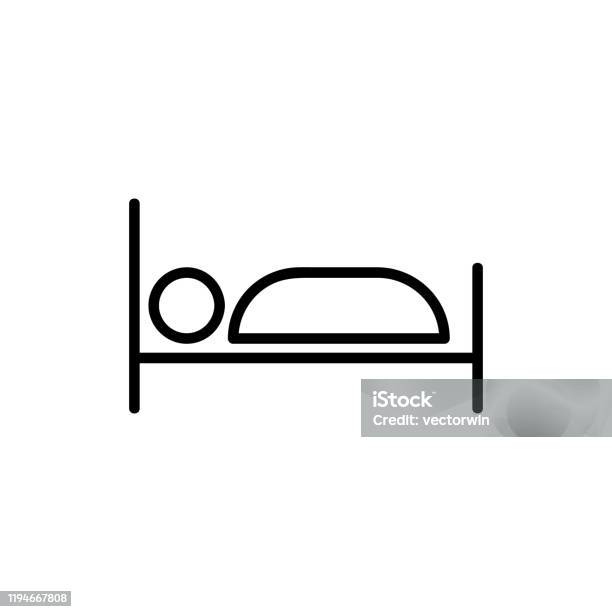 Vektor Ikon Tempat Tidur Tunggal Ilustrasi Simbol Kontur Terisolasi
