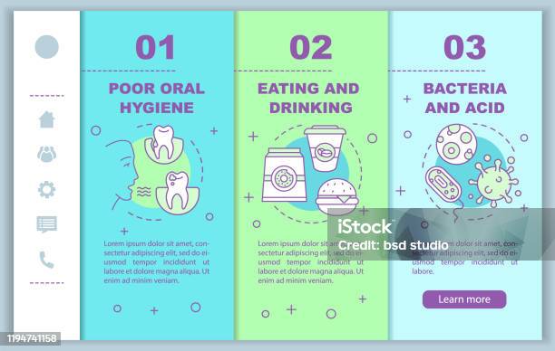 Penyebab Penyakit Gigi Orientasi Halaman Web Seluler Vektor Template