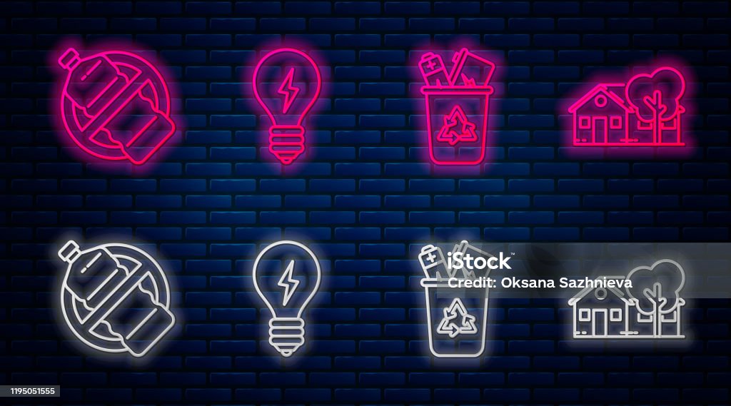 Atur Garis Bola Lampu Dengan Simbol Petir Keranjang Sampah Dengan ... Atur Garis Bola Lampu Dengan Simbol Petir Keranjang Sampah Dengan ...