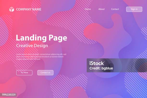 Halaman Arahan Template Desain Abstrak Dengan Bentuk Cairan Pada Latar