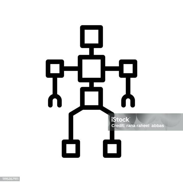 Vektor Cetak Biru Robot Ikon Desain Garis Terkait Buatan Ilustrasi Stok
