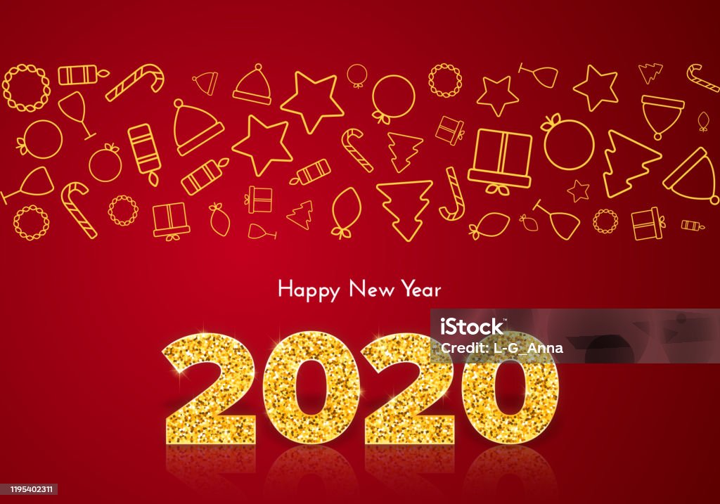 Kartu Hadiah Liburan Selamat Tahun Baru Angka Emas 2020 Dan Ikon ... Kartu Hadiah Liburan Selamat Tahun Baru Angka Emas 2020 Dan Ikon ...