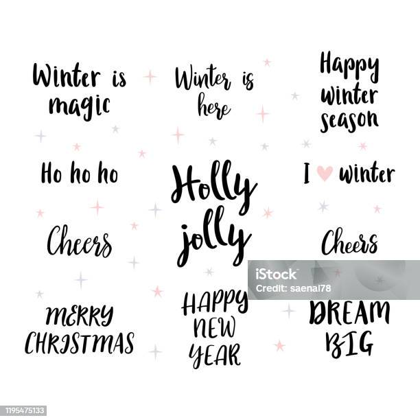 Set Tulisan Tangan Merry Natal Dan Selamat Tahun Baru Huruf Keinginan