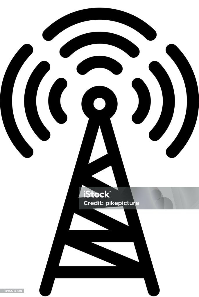 Radio Tower Antenna Icon Outline Illustration Stock Illustration