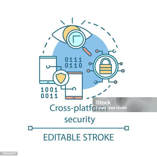 Ilustración de Icono De Concepto De Software De Seguridad Entre ... Ilustración de Icono De Concepto De Software De Seguridad Entre ...