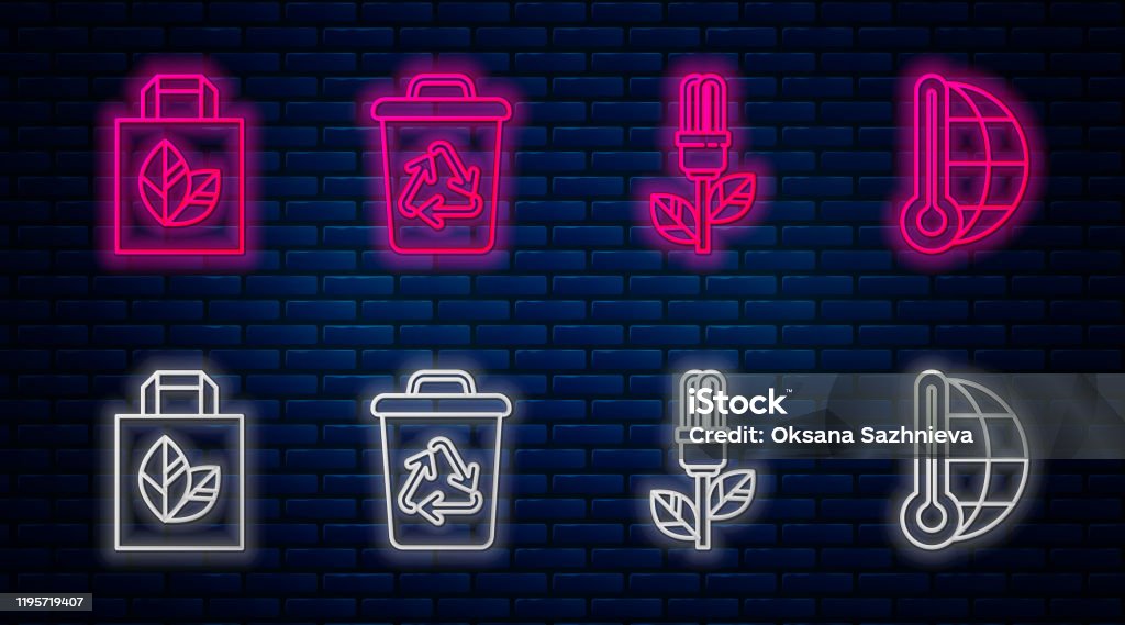 Atur Keranjang Sampah Garis Dengan Simbol Daur Ulang Bola Lampu Dengan ... Atur Keranjang Sampah Garis Dengan Simbol Daur Ulang Bola Lampu Dengan ...