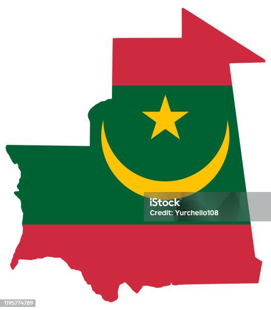 Mauritania Map Flag Vector Illustration Eps 10 Stock Illustration