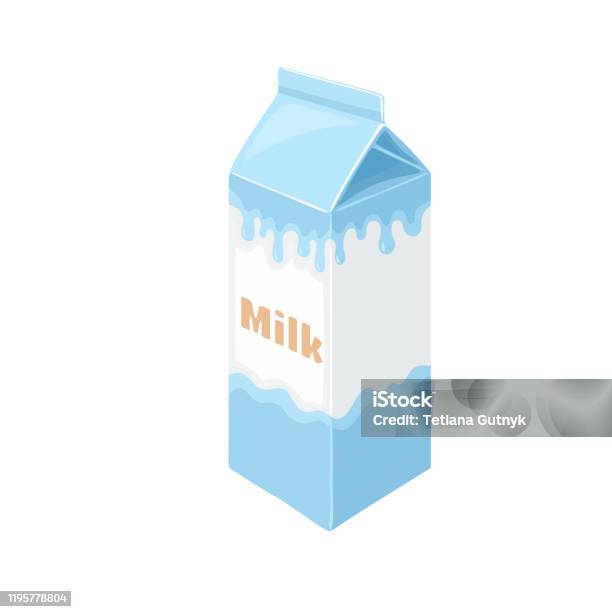 Kotak Karton Susu Terisolasi Dengan Latar Belakang Putih Ilustrasi