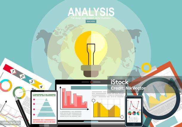 Vektor Desain Datar Modern Dan Analisis Dan Perencanaan Bisnis
