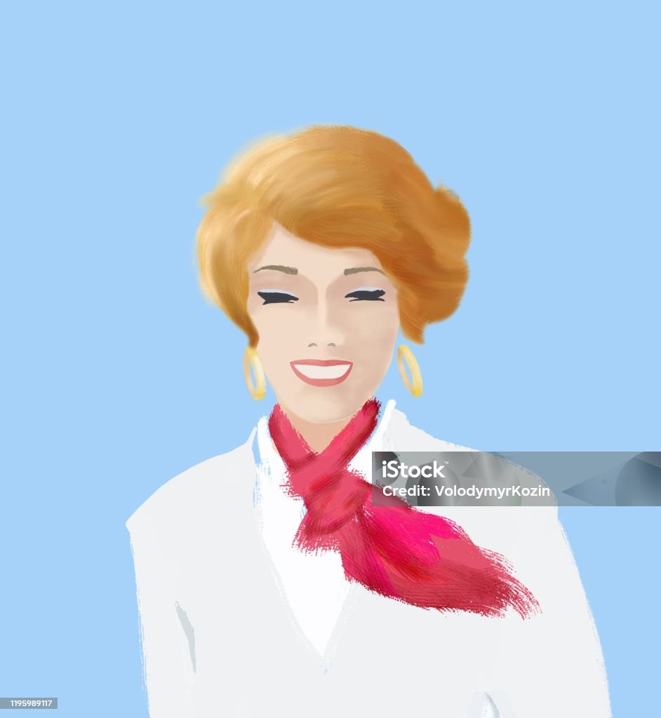Portrait Of A Redhaired Girl With A Wide Smile Stock Illustration