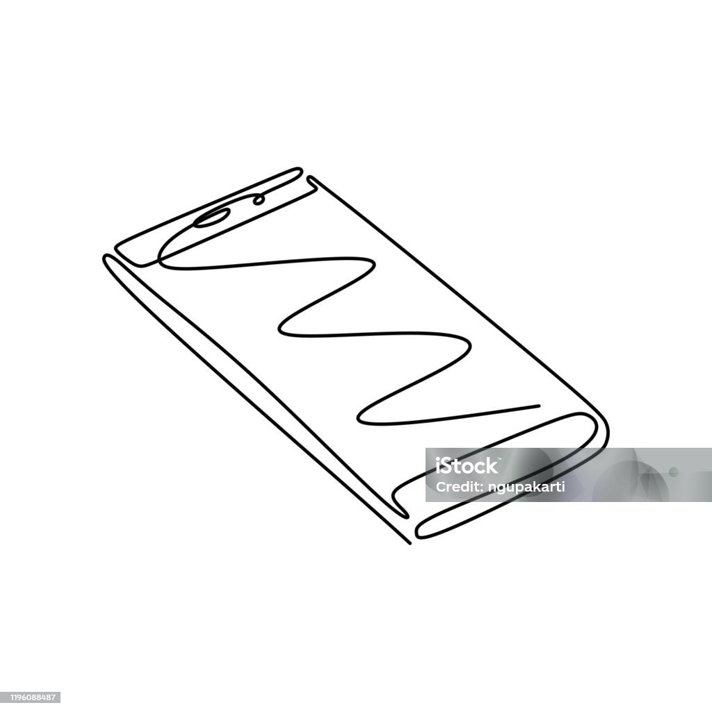 Phone Or Smartphone One Line Drawing Minimalism Design Vector