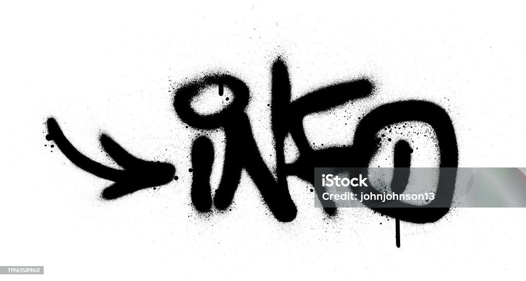 Kata Info Grafiti Disemprotkan Dalam Hitam Di Atas Putih Ilustrasi Stok
