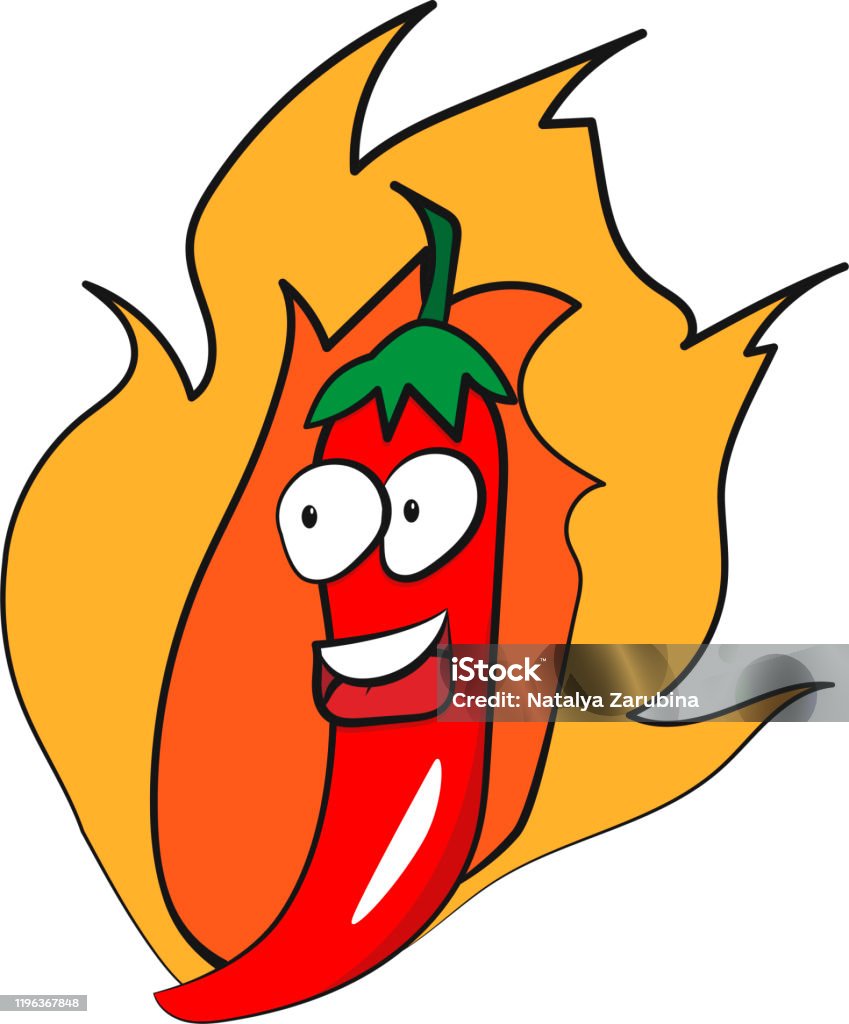 Vector Hot Red Chilli Pepper On Fire Stock Illustration Download