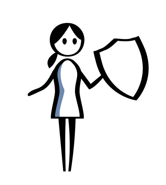 Free Stock Photo of happy woman behind the shield illustration ...