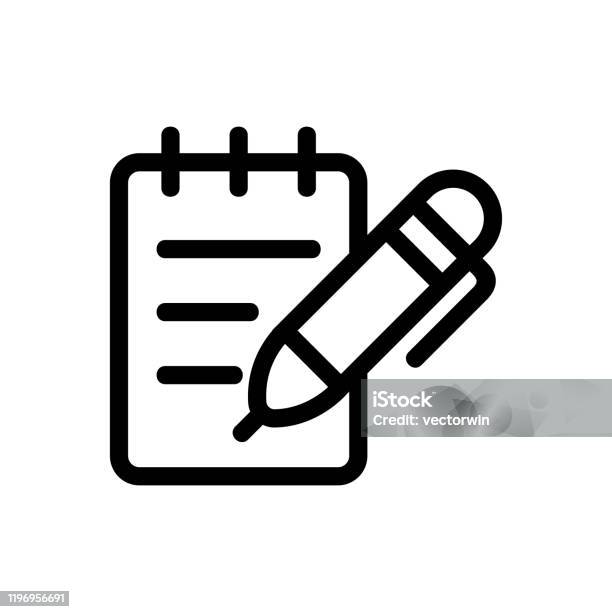 Icône De Vecteur De Blocnotes Et De Stylo Illustration Dillustration