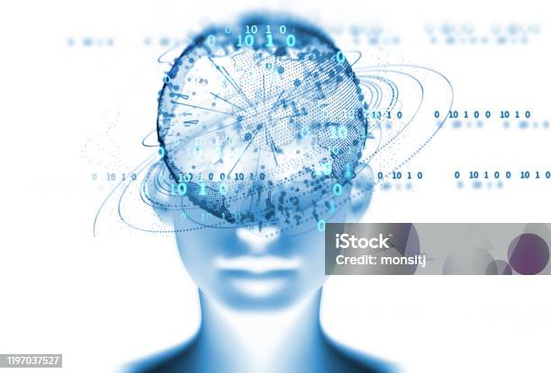 Photo Libre De Droit De Illustration 3d De Lhomme Virtuel Sur Le Fond