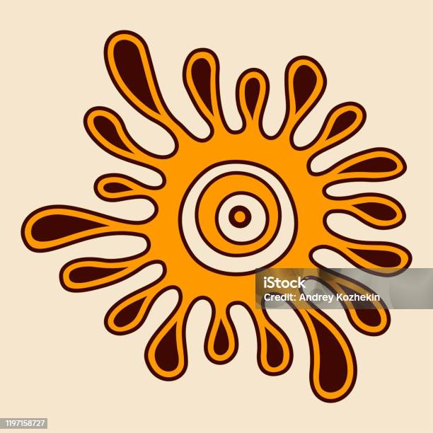 Tache De Couleur Silhouette Splash Tache Dencre Soleil Stylisé Symbole