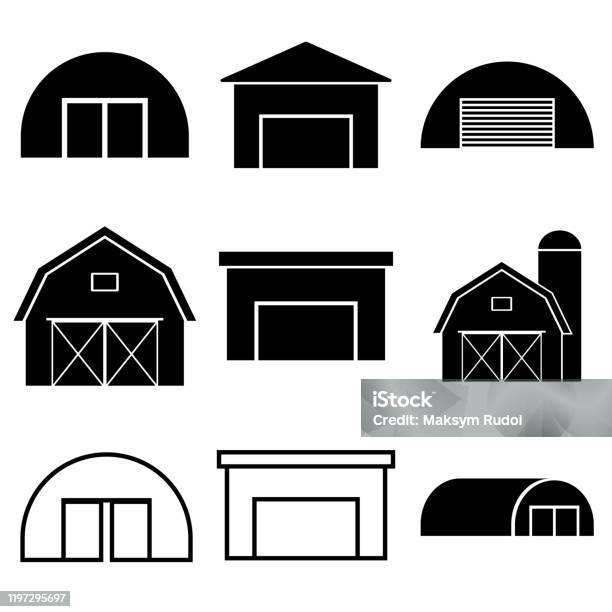 Icône De Hangar Logo Disolement Sur Le Fond Blanc Vecteurs Libres De