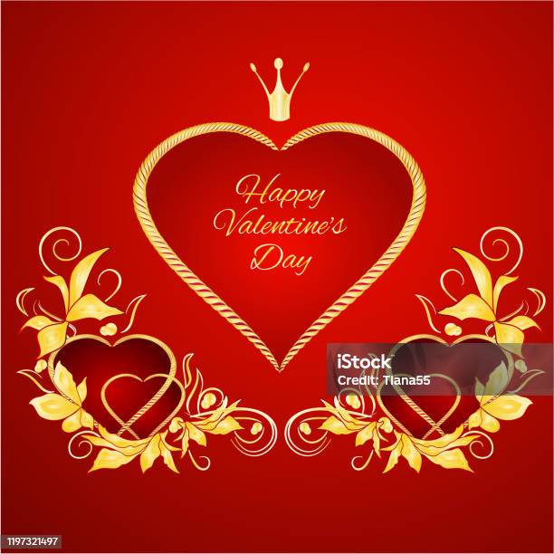Coeurs Heureux De Jour De Valentine Et Couronne Avec Lillustration De
