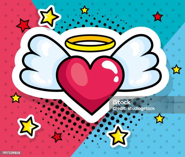 Coeur Avec Licône De Modèle De Pop Art Dailes Vecteurs Libres De Droits