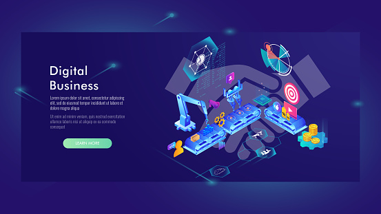 Konsep Teknologi Digital Pengusaha Grafik Statistik Ikon Desain Datar
