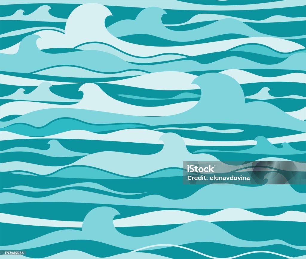 Sea Waves Seamless Pattern Emerald Vector Stock Illustration - Download ... Sea Waves Seamless Pattern Emerald Vector Stock Illustration - Download ...