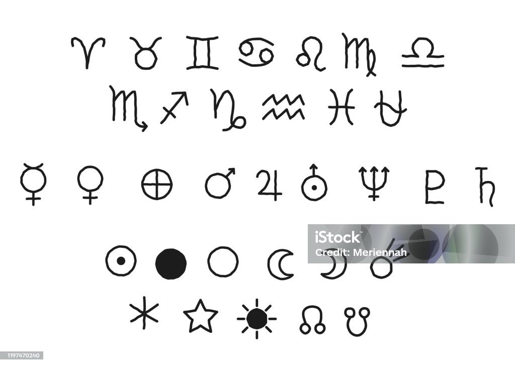 Ensemble Vectoriel De Différents Symboles Astrologiques Des Planètes Et