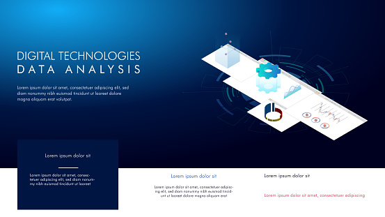 Konsep Teknologi Digital Grafik Statistik Ikon Desain Datar Isometrik