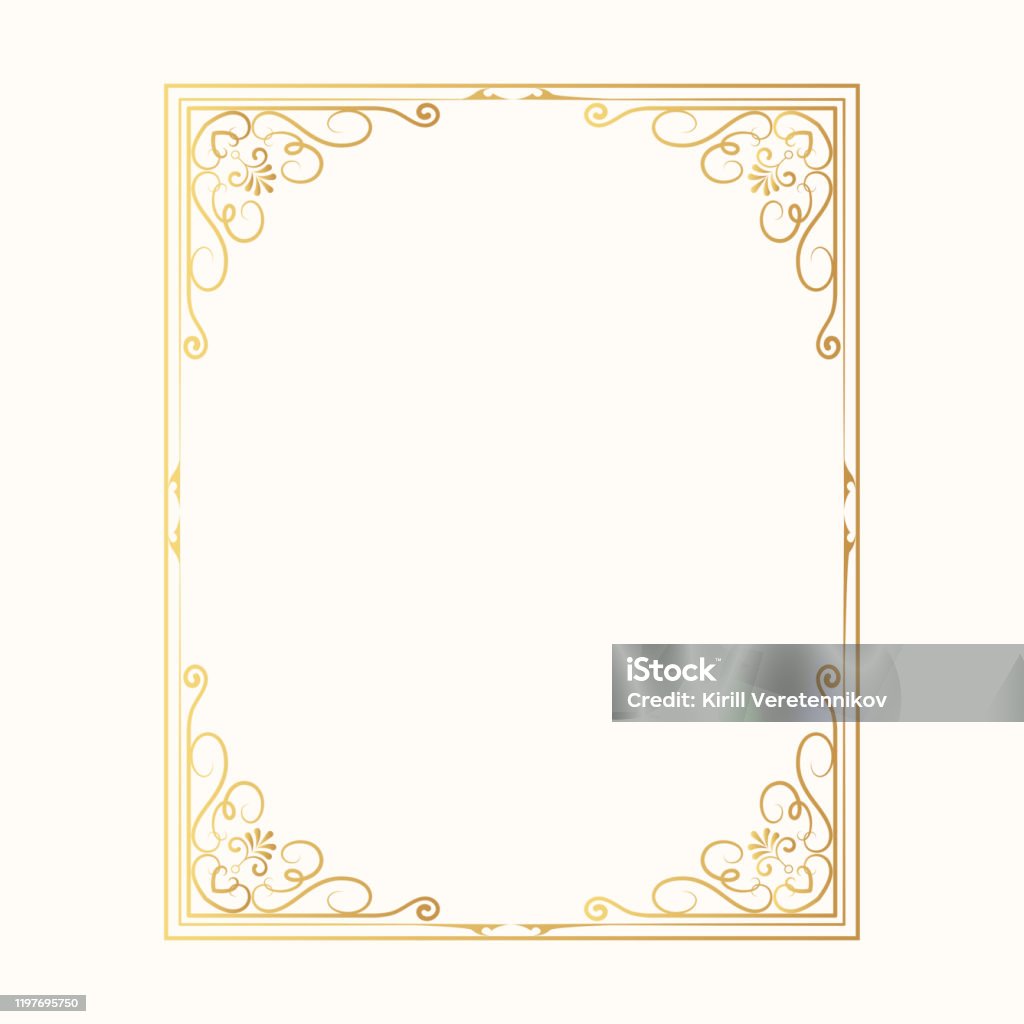 Pernikahan Bingkai Persegi Panjang Emas Vintage Vector Mengisolasi ... Pernikahan Bingkai Persegi Panjang Emas Vintage Vector Mengisolasi ...