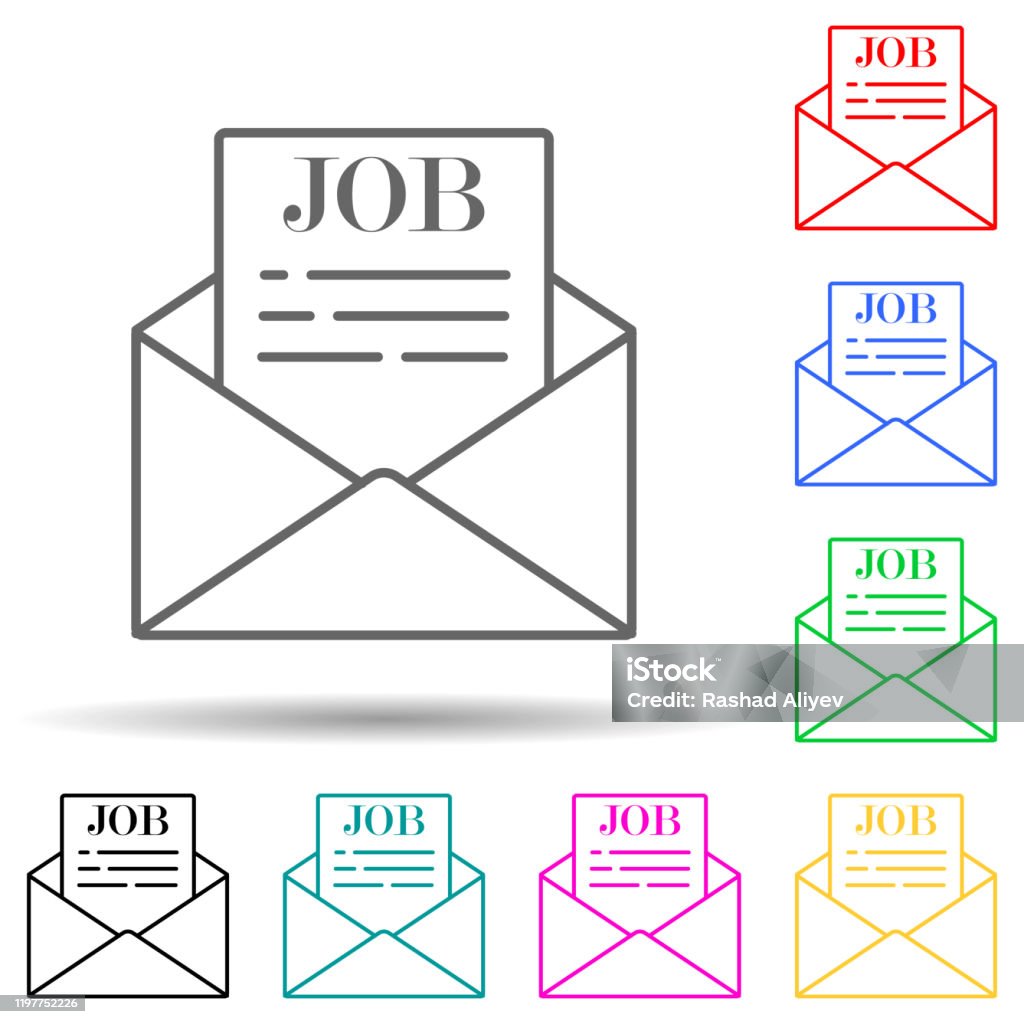 Offrir De Travailler Dans Lenveloppe Icône De Style Multi Couleurs