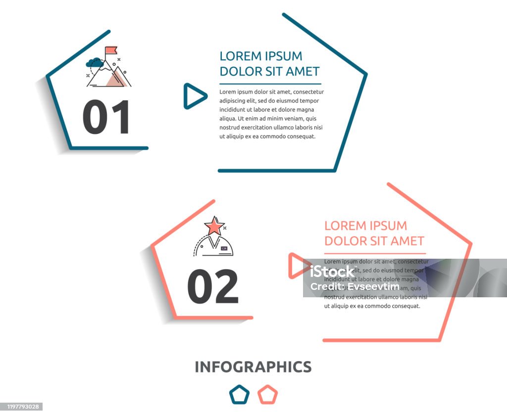 Vector Flat Infographic Template Line Pentagon With Text And Icons For ... Vector Flat Infographic Template Line Pentagon With Text And Icons For ...