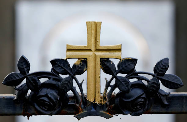 Free picture: Handmade cast iron catholic cross on fence