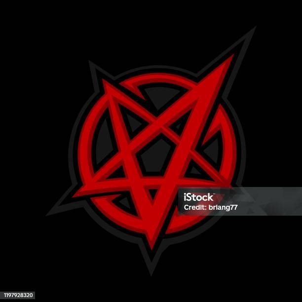 Symbole Détoile Inversé De Pentagram Satanique Dans Le Modèle De Logo