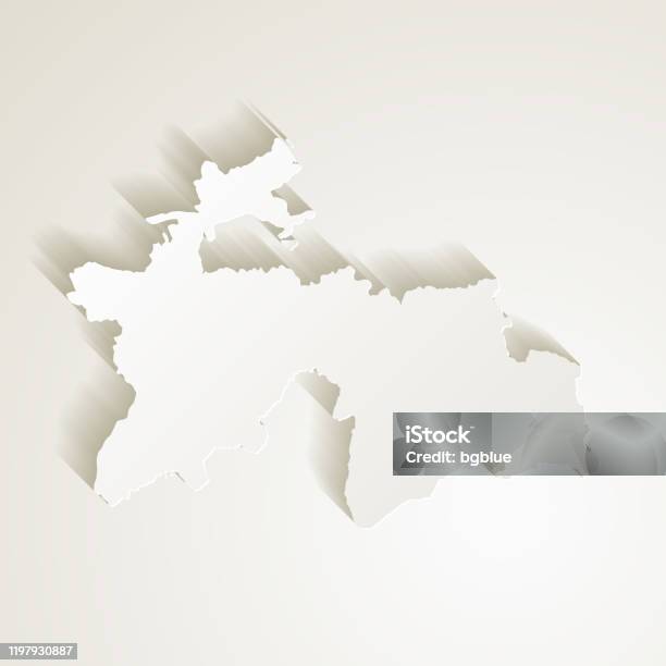 Carte De Tadjikistan Avec Leffet De Coupure De Papier Sur Le Fond Blanc