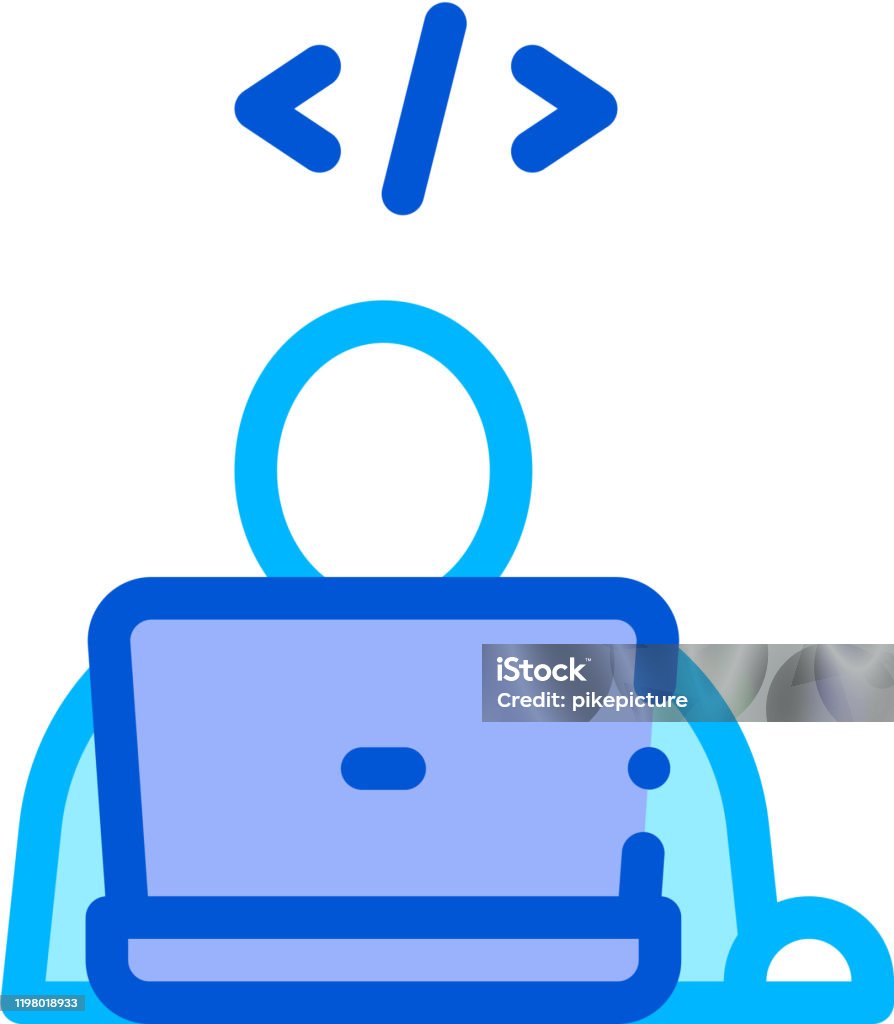 Programmer Coding Laptop Vector Thin Line Icon Stock Illustration ... Programmer Coding Laptop Vector Thin Line Icon Stock Illustration ...