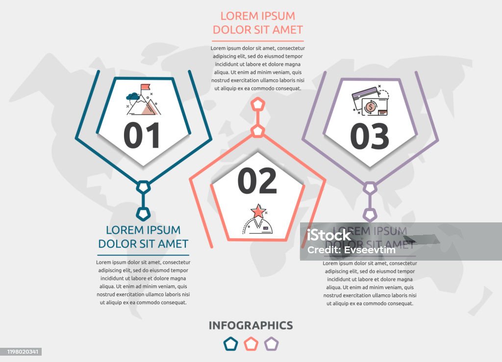 Vector Flat Infographic Template Line Pentagon With Text And Icons For ... Vector Flat Infographic Template Line Pentagon With Text And Icons For ...