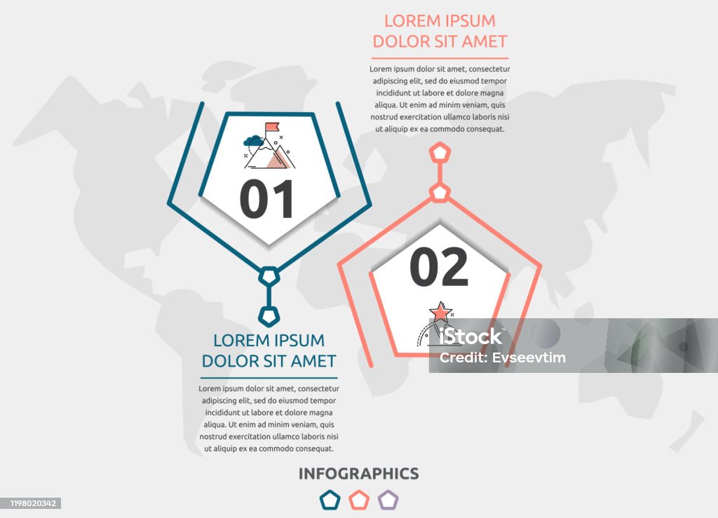 Vector Flat Infographic Template Line Pentagon With Text And Icons For ... Vector Flat Infographic Template Line Pentagon With Text And Icons For ...