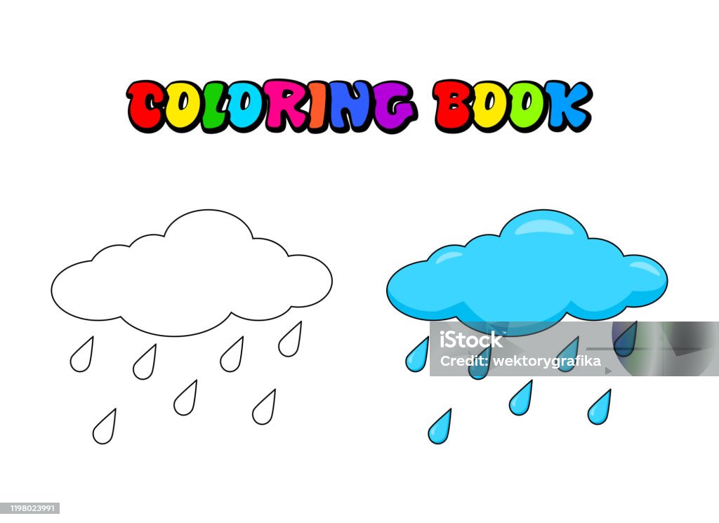 Wolke Mit Regentropfen Malbuch Für Kinder Vektor Wasser Tropfen ... Wolke Mit Regentropfen Malbuch Für Kinder Vektor Wasser Tropfen ...